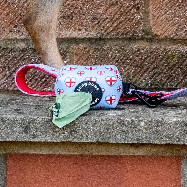 Funk The Dog Poo Bag Dispenser Pouch | Blue St George's Heart | Long Paws